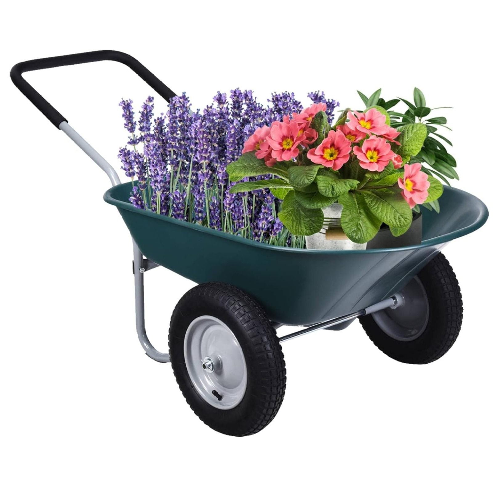 IRONMAX Garden Dual-Wheel Wheelbarrow, Heavy Duty Utility Yard Cart w ...