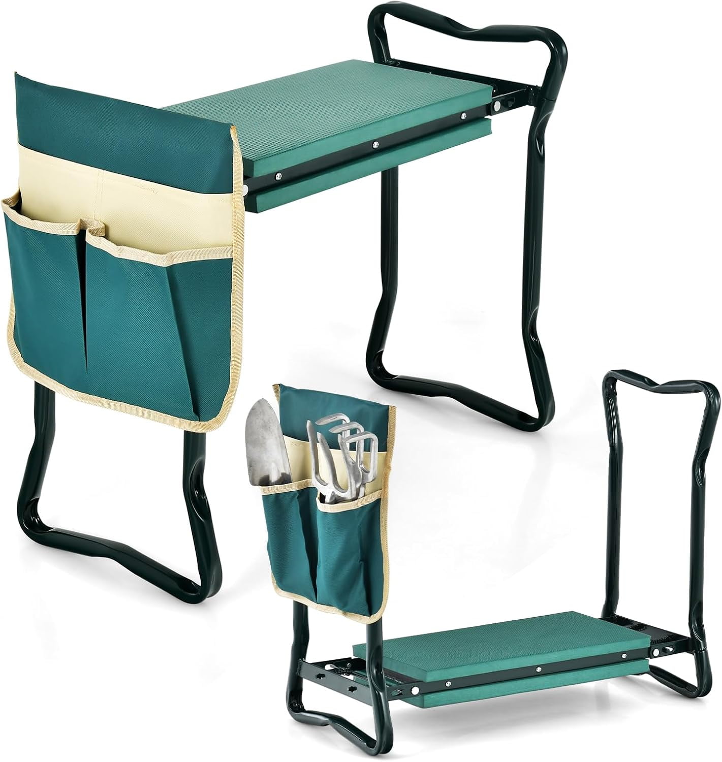 IRONMAX Garden Kneeler and Seat, Heavy Duty Foldable Gardening Stool w ...