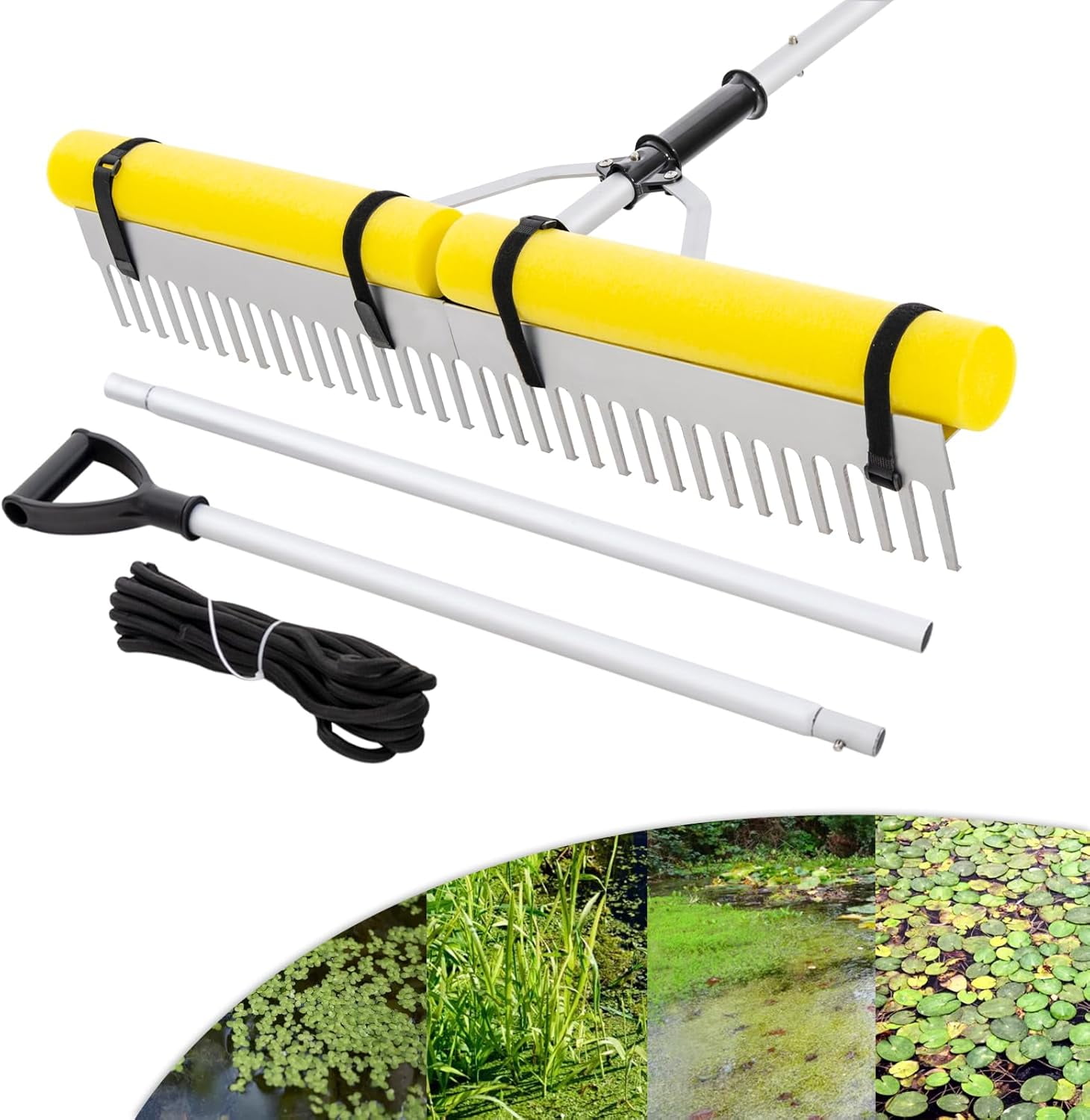 IRONMAX Lake Rake, 36’’ Folding Aluminum Aquatic Weed Rake Weed Cutter ...