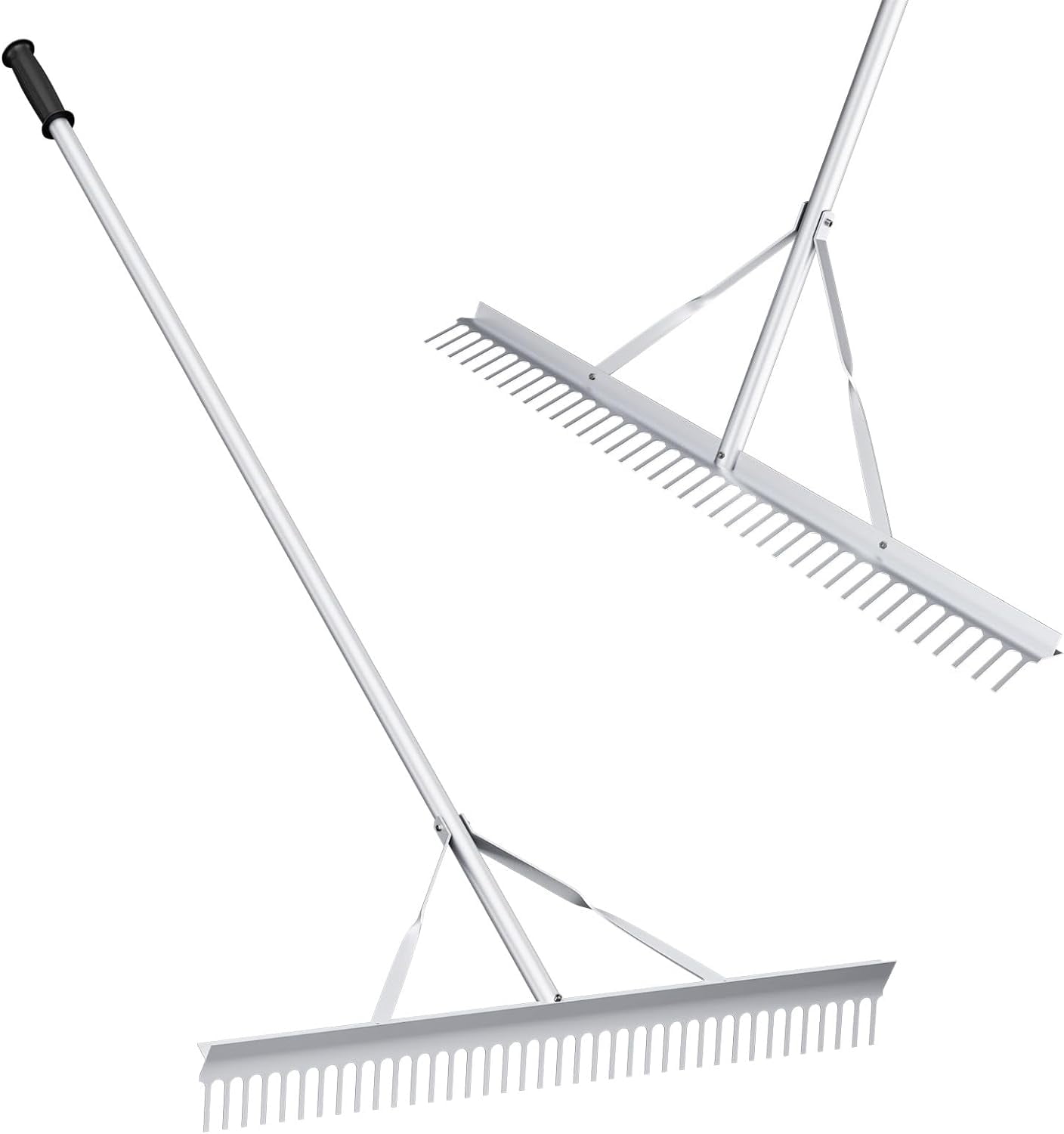IRONMAX Landscape Rake, 36’’W Aluminum Garden Leaf Rake with 68’’ Long ...