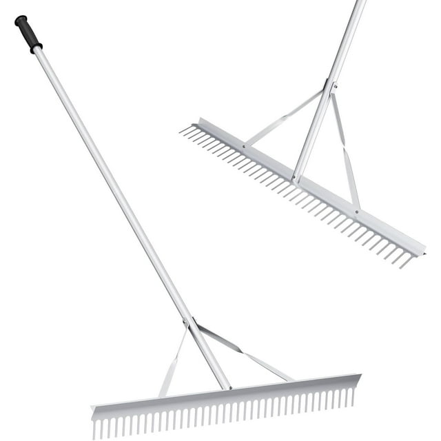 IRONMAX Landscape Rake, 36’’W Aluminum Garden Leaf Rake with 68’’ Long ...