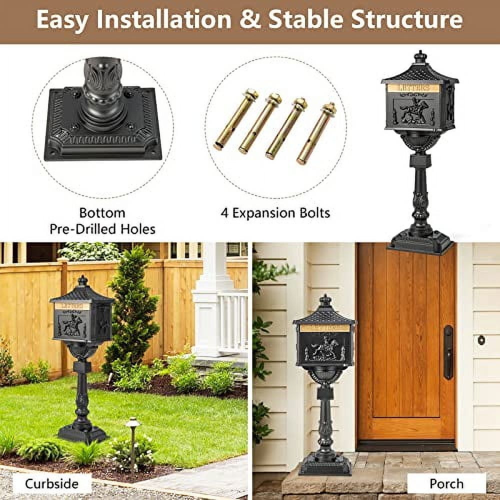 IRONMAX Mailbox for Outside, Locking Cast Aluminum Rural Security ...