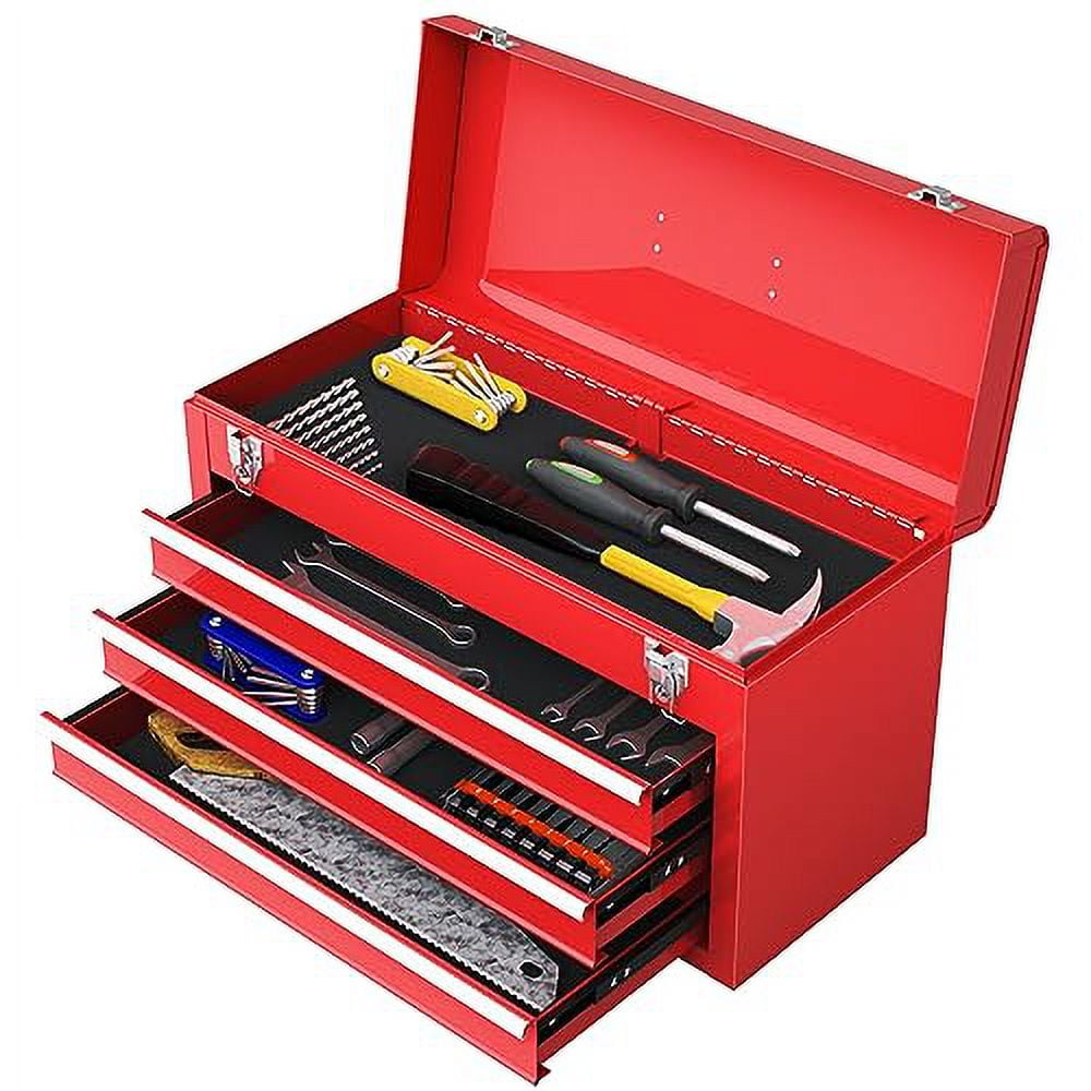 IRONMAX Portable Tool Box, 20.5’’ Lockable Steel Tool Chest Cabinet w ...