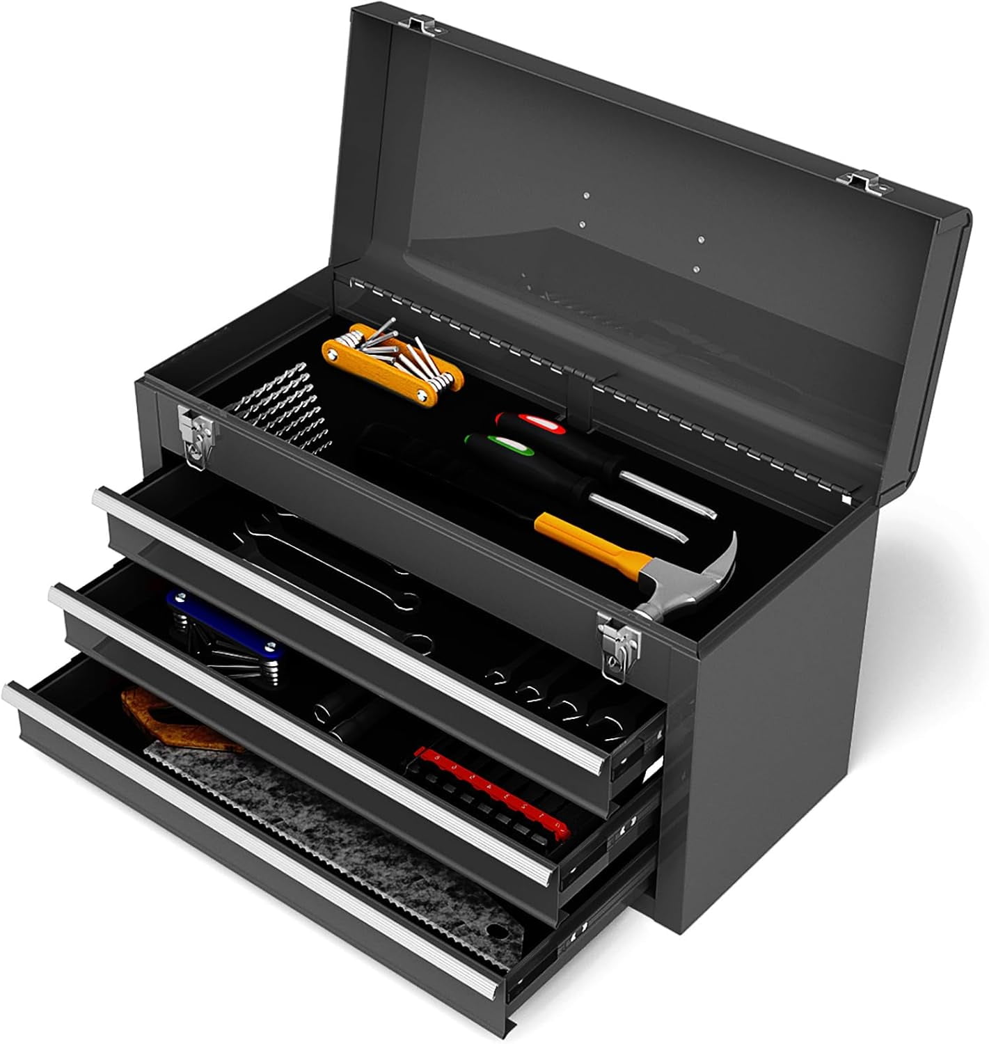 IRONMAX Portable Tool Box, 20.5’’ Lockable Steel Tool Chest Cabinet w ...