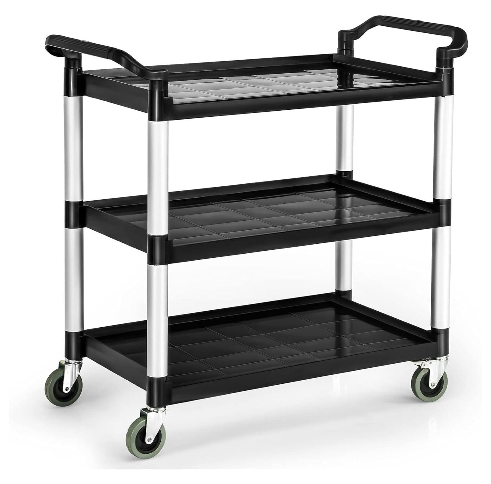 IRONMAX Rolling Service Cart with Wheels, 3 Tier Heavy Duty Utility Cart with 495 LBS Loading ...