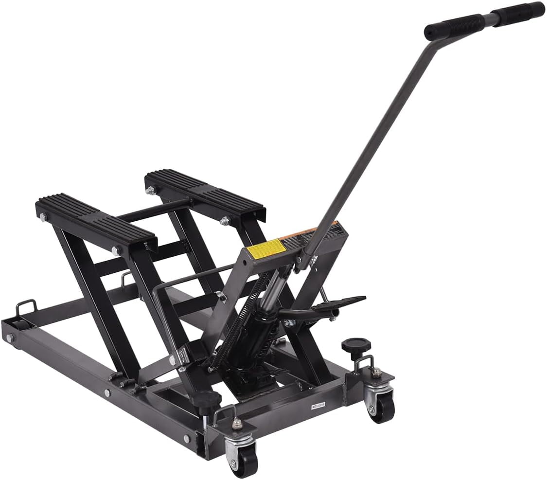 IRONMAX Steel Hydraulic Motorcycle Lift Jack, 1500 Lbs Capacity Scissor ...