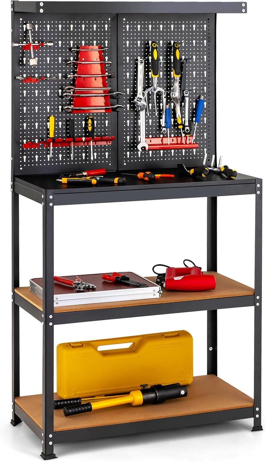 IRONMAX Workbench with Pegboard, Heavy Duty Workstation Organizer with ...