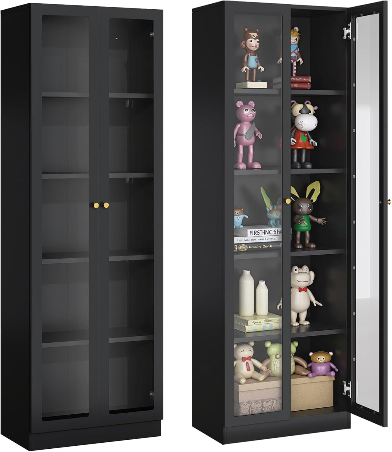 IRONMIX Modern Display Cabinet with Doors, Metal Curio Cabinet with ...