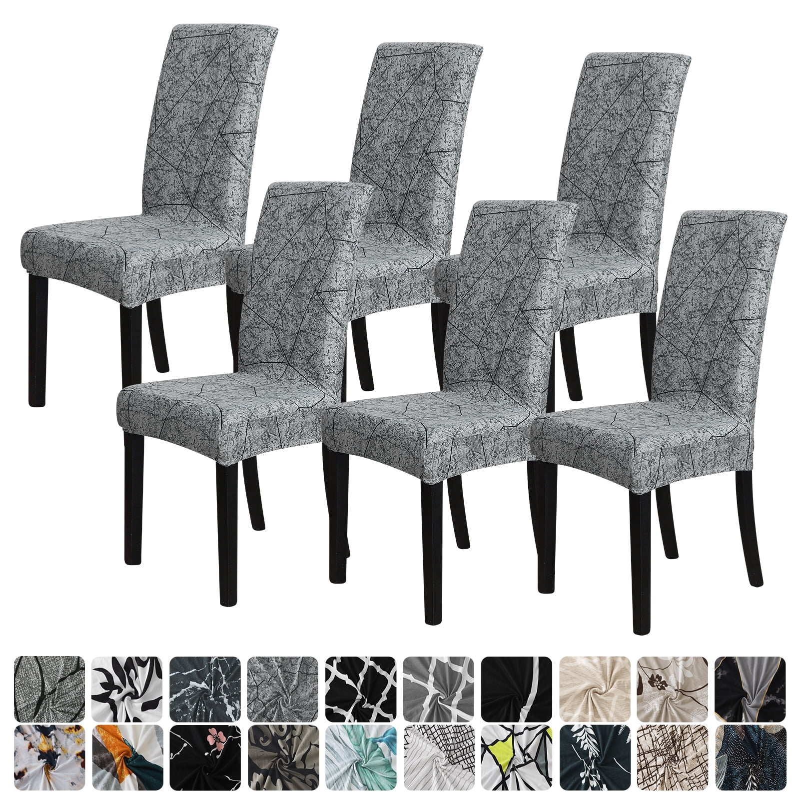 IROOM Chair Covers for Dining Room Set of 6,Stretch Kitchen Chair ...