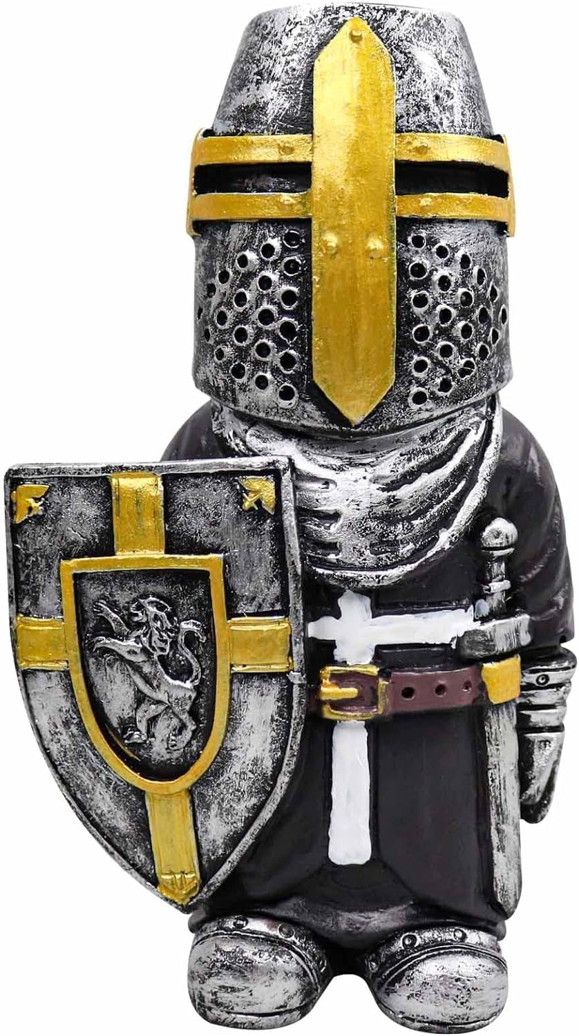 IROOZIGOTO Garden Gnomes Decorations Knight Statue Figurines Medieval ...