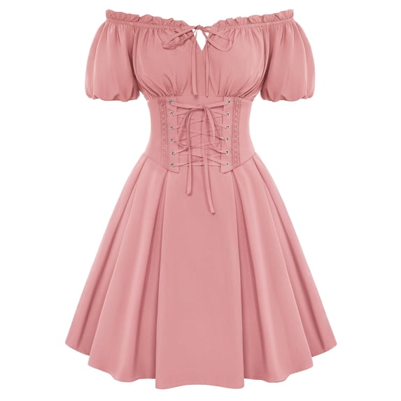 IROOZIGOTO Renaissance Costume Women Off Shoulder Short Puff Sleeve ...