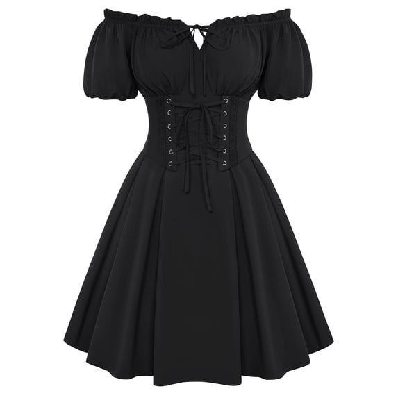 IROOZIGOTO Renaissance Costume Women Off Shoulder Short Puff Sleeve ...