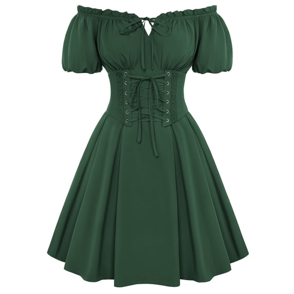IROOZIGOTO Renaissance Costume Women Off Shoulder Short Puff Sleeve ...
