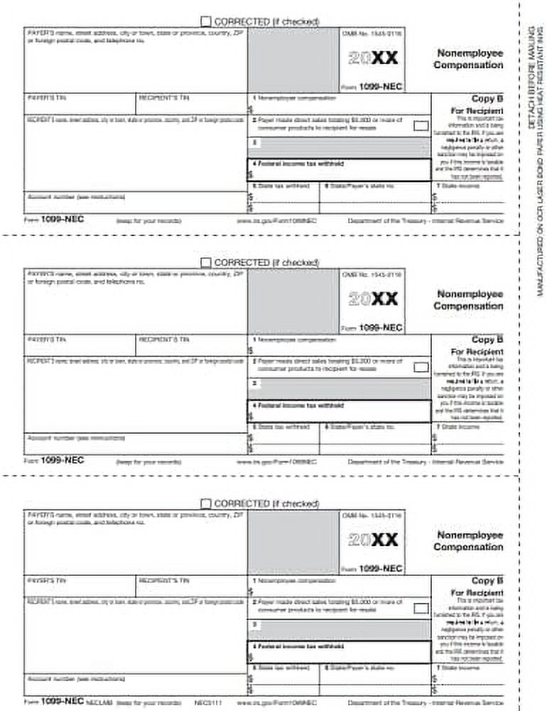 IRS Approved 1099- Recipient Copy B Tax Form Bulk - 1 Case, Current Tax Season, 500 Sheets ...