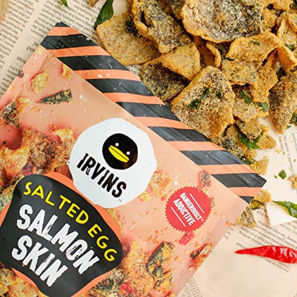 IRVINS Salted Egg Salmon Skin, Crispy Snack with Curry Leaves and Chili ...