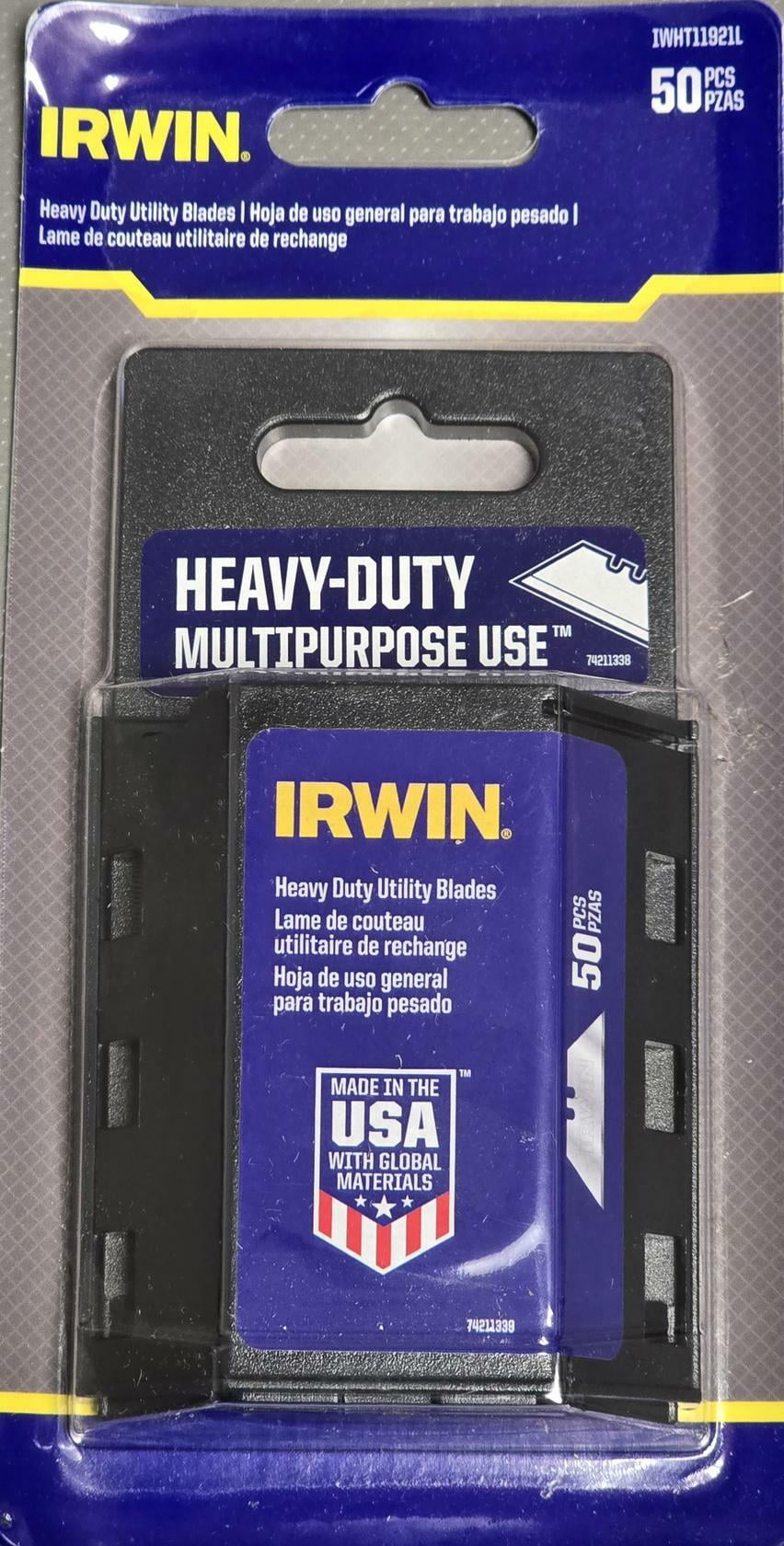 IRWIN Carbon Steel Heavy Duty Multipurpose Utility Razor Blades 50-Pk ...
