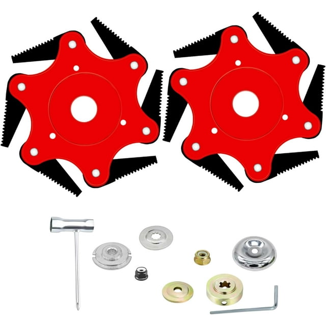 IRmm 2PCS Steel Trimmer Head, 6 Razors, Universal Weed Eater Blades ...