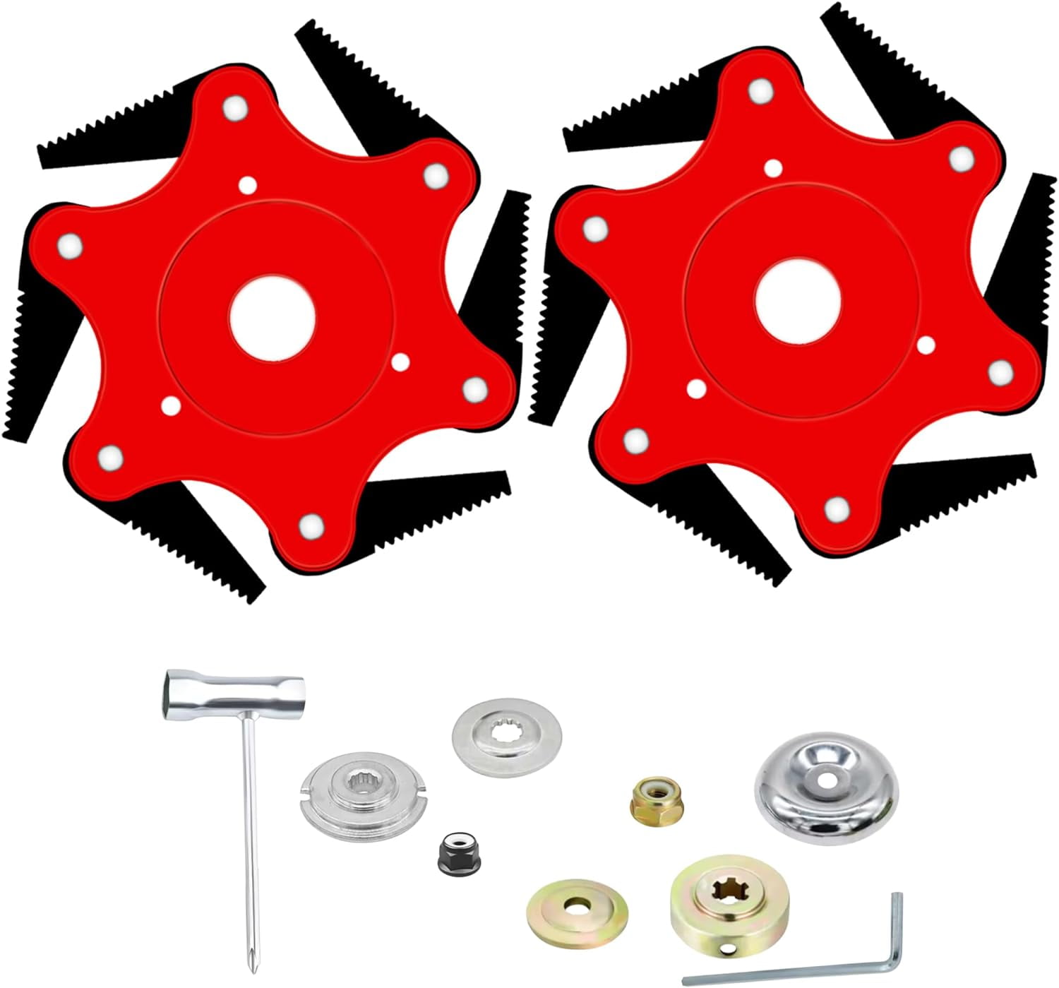 IRmm 2PCS Steel Trimmer Head, 6 Razors, Universal Weed Eater Blades ...