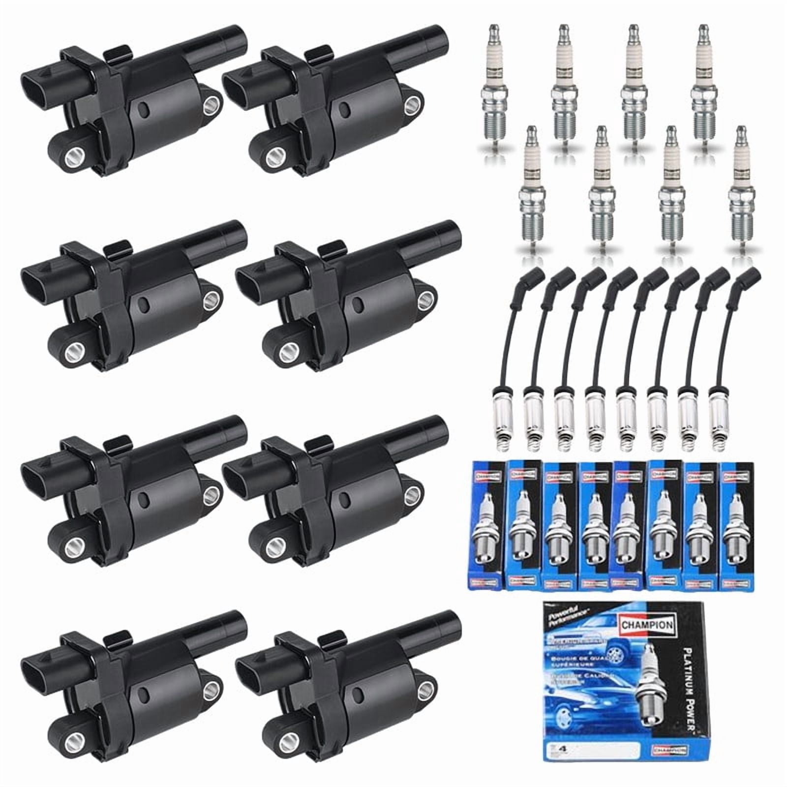 ISA 8 Ignition Coil and 8 Champion Platinum Spark Plug with Wire Set ...