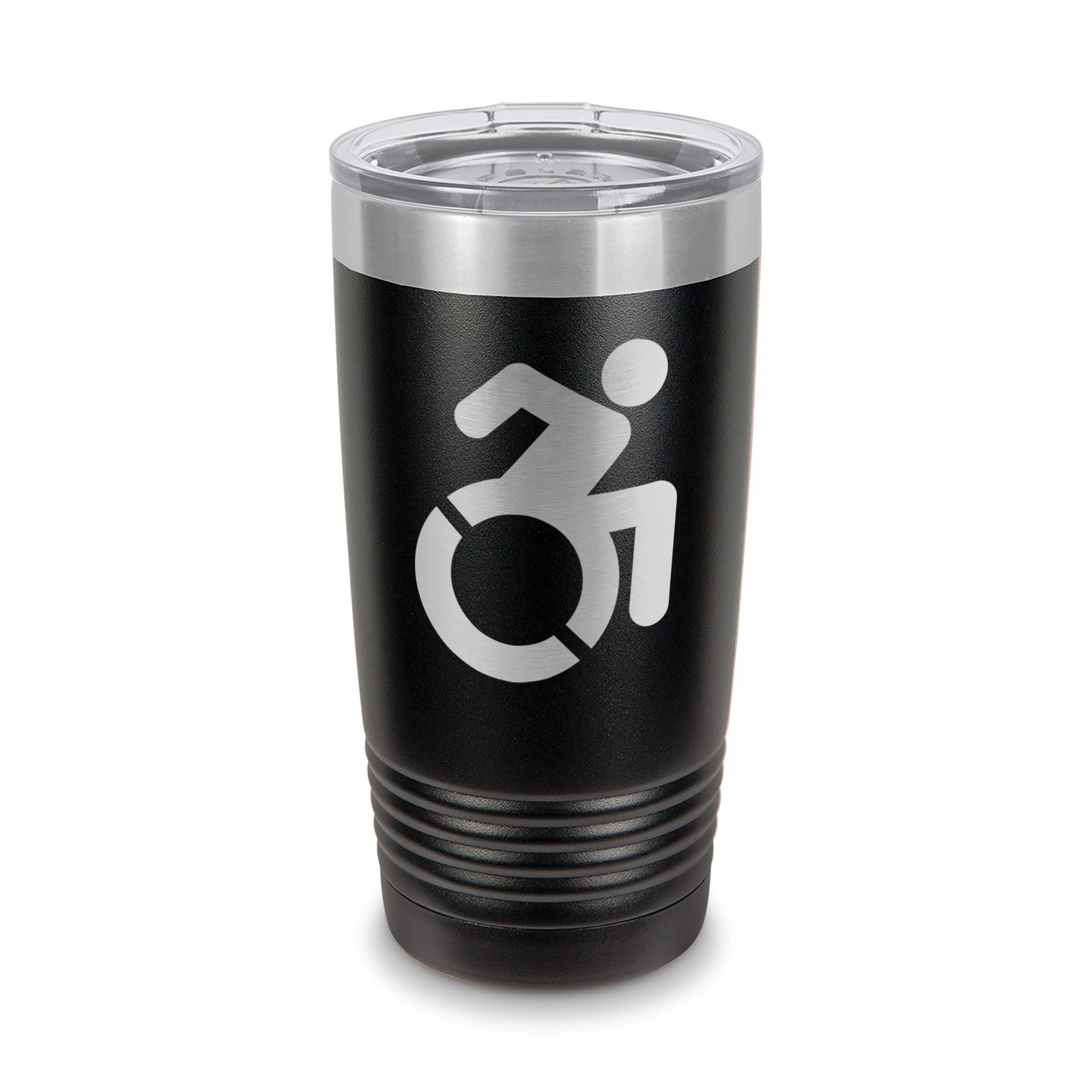 ISA Accessible Icon Tumbler 20 oz - Laser Engraved w/ Clear Lid ...