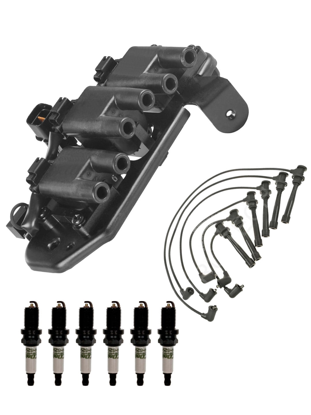 ISA Ignition Coil, 6 Spark Plugs and Wireset Compatible with 2001-2003 ...
