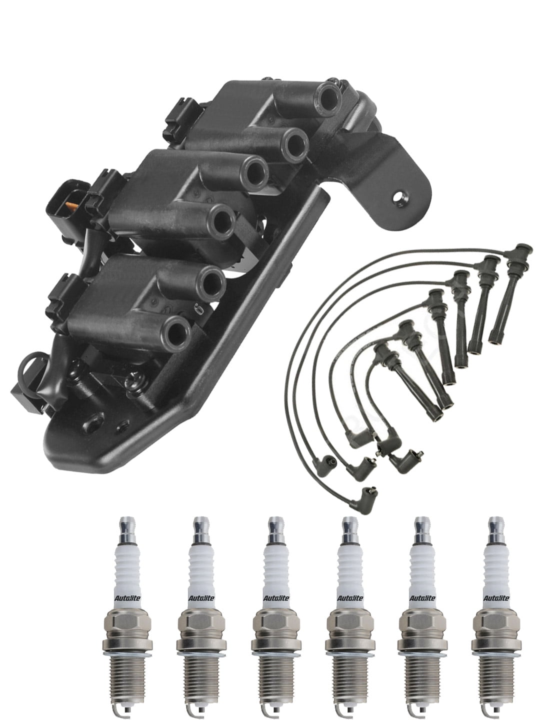ISA Ignition Coil, 6 Spark Plugs and Wireset Compatible with 2003-2005 ...
