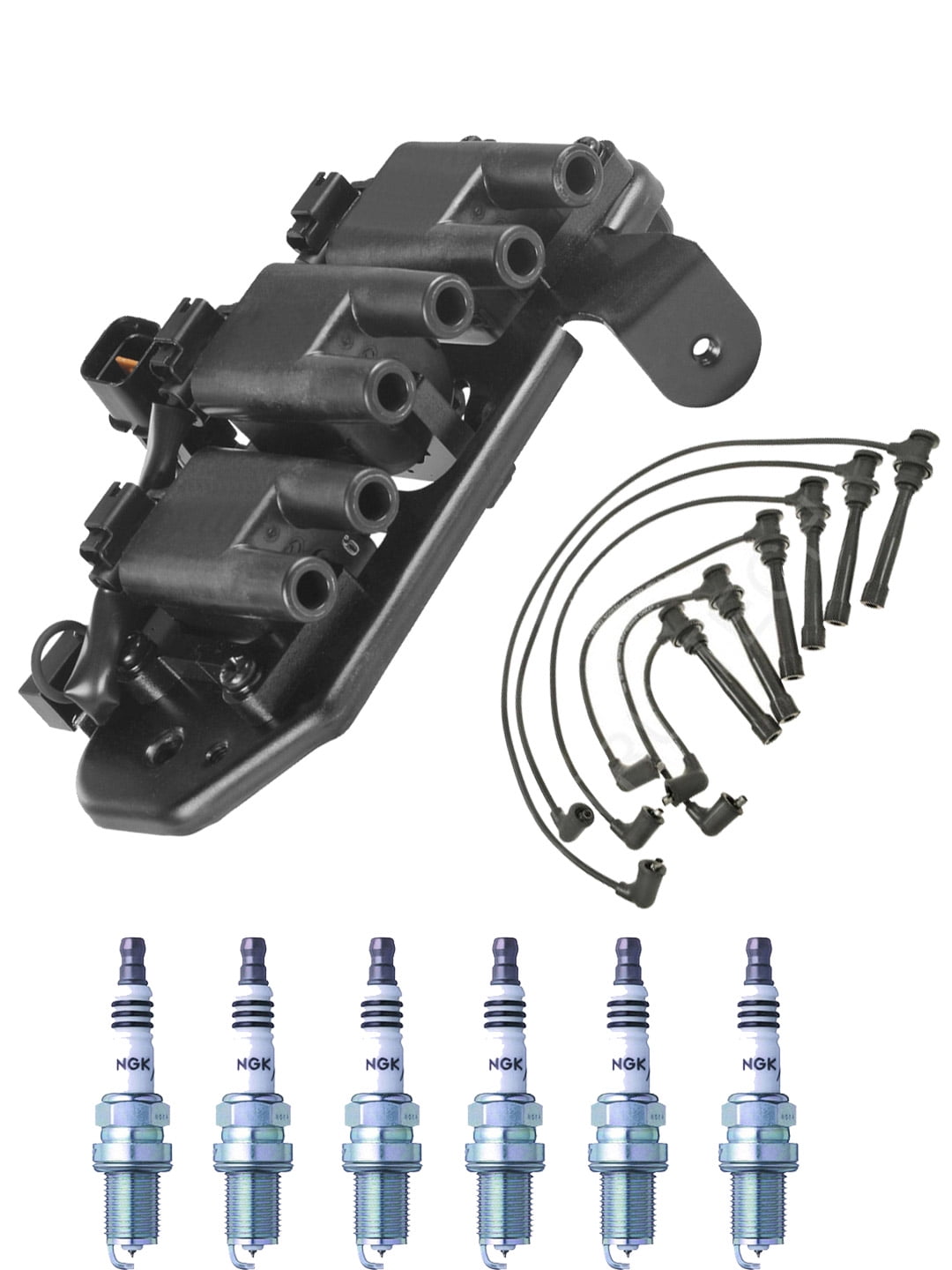 ISA Ignition Coil, 6 Spark Plugs and Wireset Compatible with 2003-2005 ...