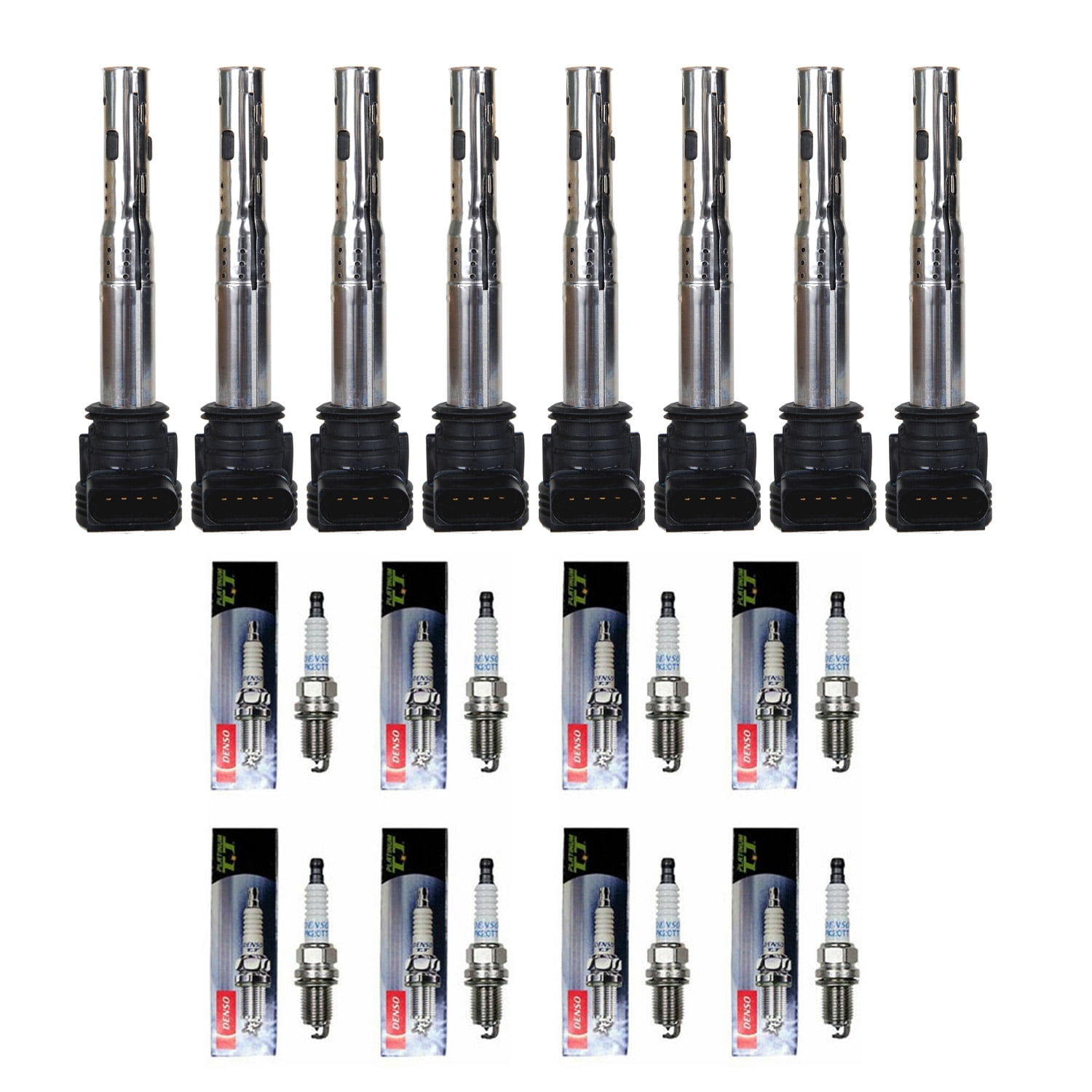 ISA Ignition Coils and Denso Platinum Spark Plugs Compatible with Volkswagen Jetta Audi A4 UF575 ...