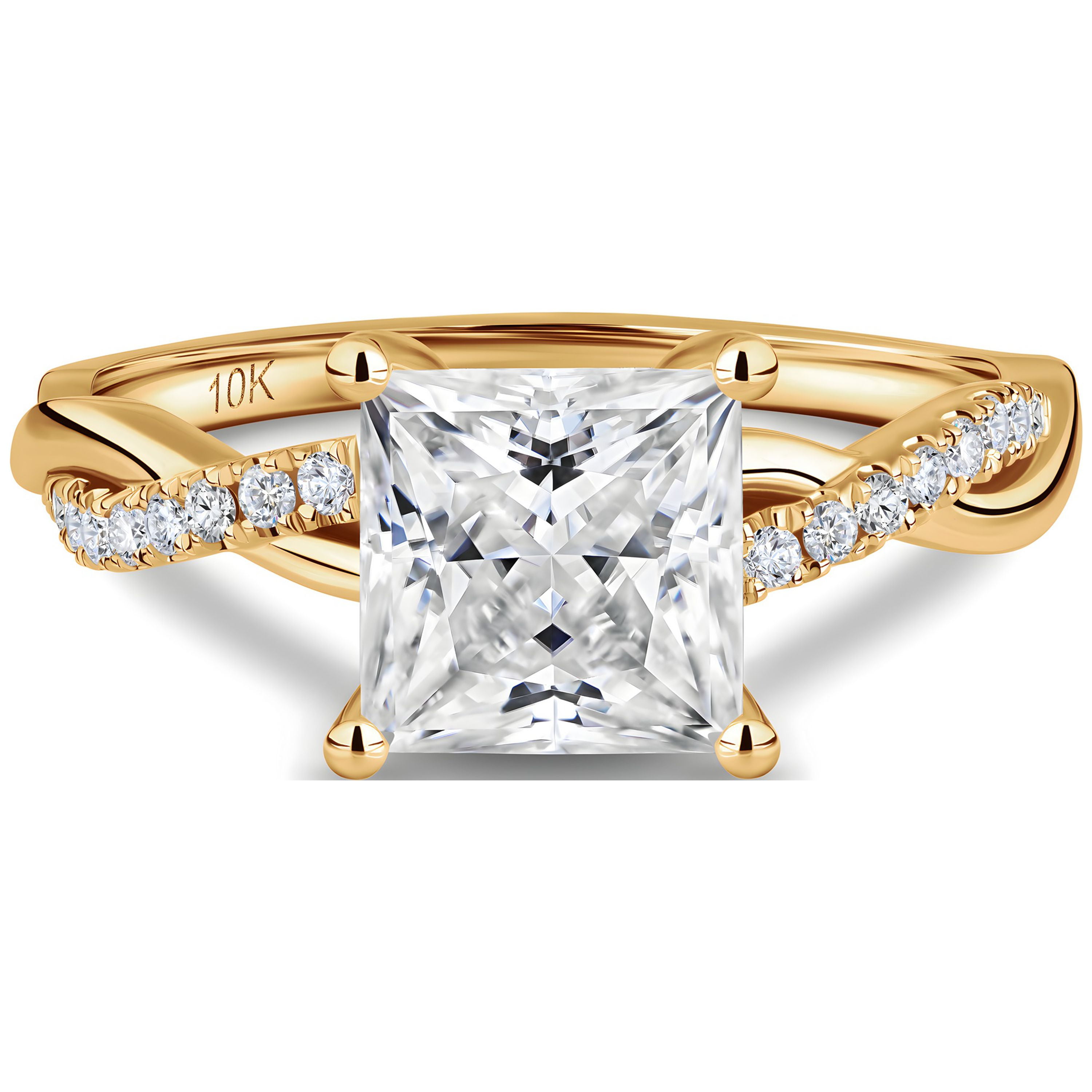 ISAAC WOLF 2CT Twisted Vine Princess Cut Pavé Moissanite Engagement ...