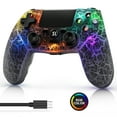 ISHAKO Wireless Controller for PS4/PC, with RGB LED, 6-Axis Motion Sensor, Double Vibration ...