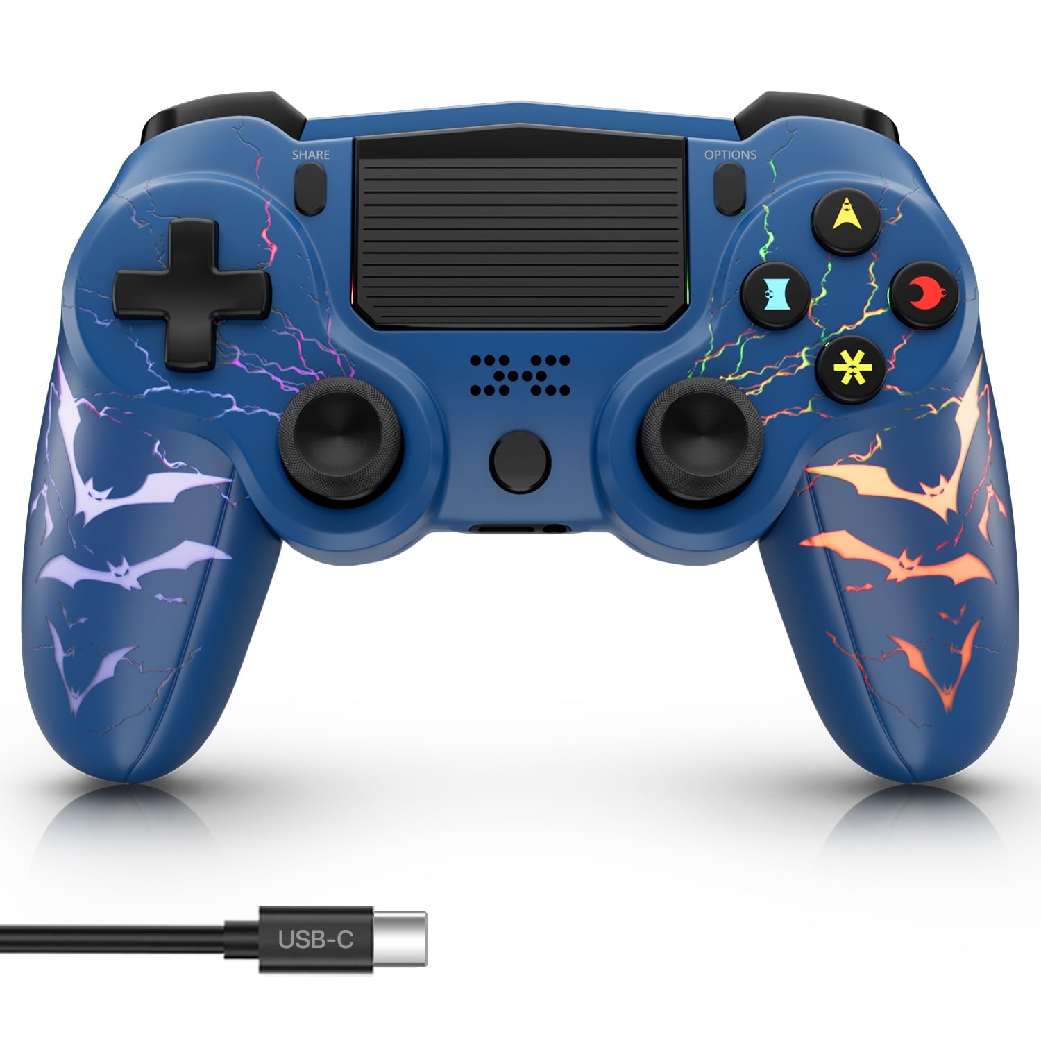 ISHAKO Controller for P4/PC, Wireless Game Controller with RGB Lights ...