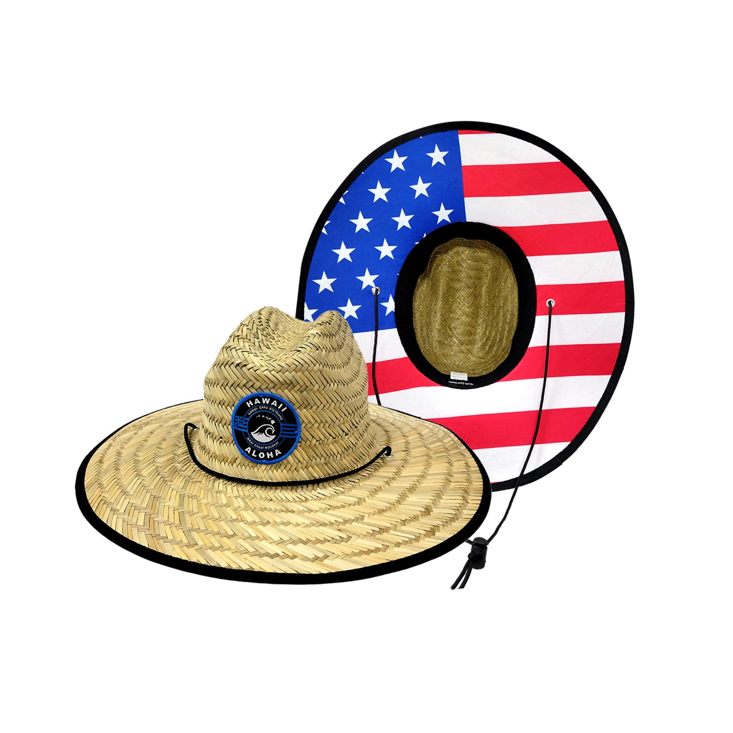 Island Crew Hawaii Straw Hat with American Flag - Lightweight Outdoor ...