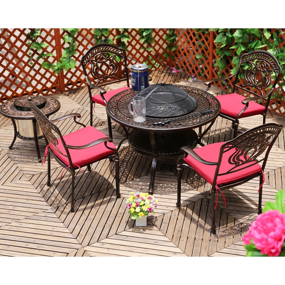 ISLAND GALE® 6 Piece PATIO OUTDOOR CAST ALUMINUM BBQ DINING SET W/ICE ...