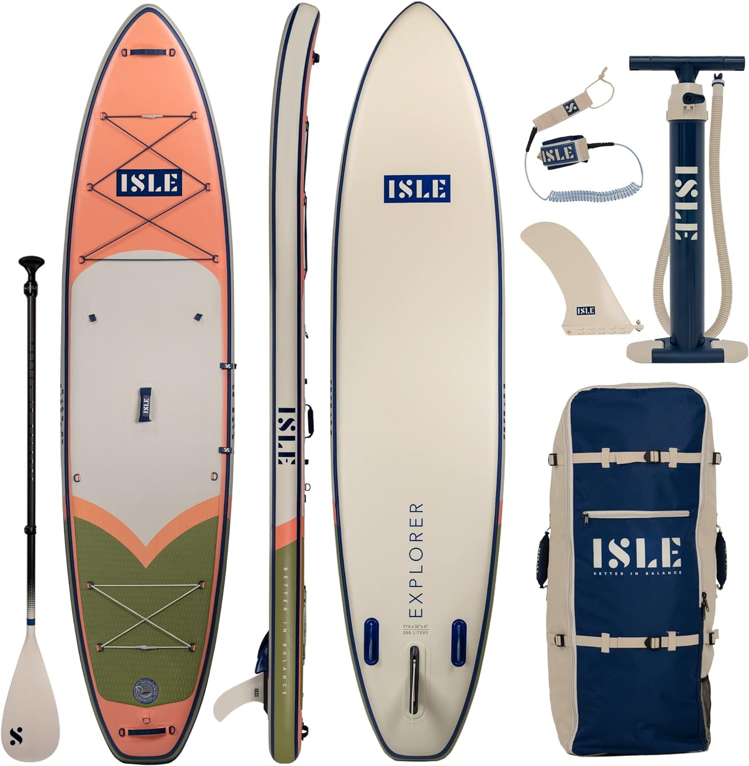 ISLE Explorer Inflatable Stand Up Paddle Board & iSUP Bundle Accessory ...