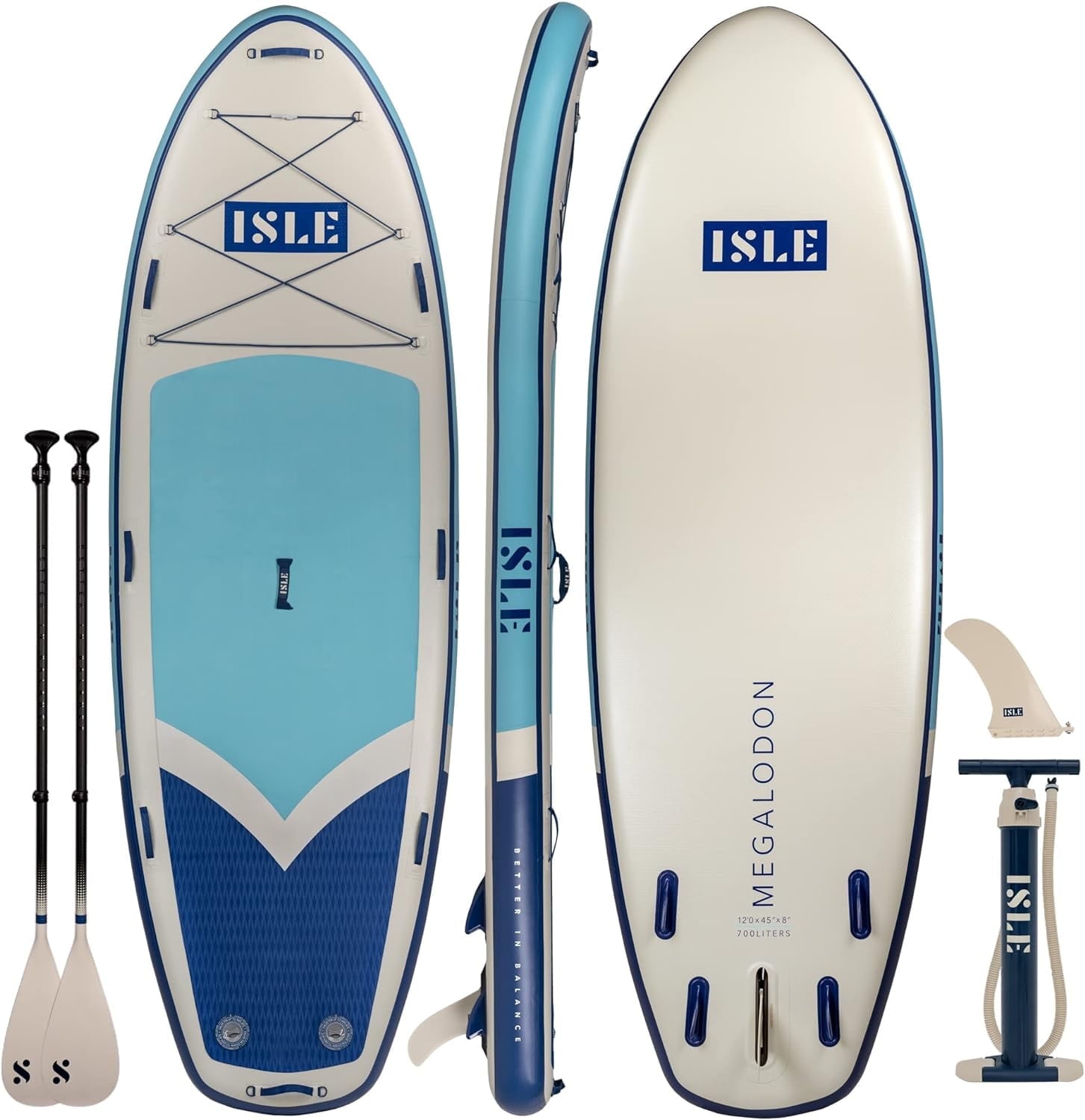 ISLE Megalodon Inflatable Stand up Paddle Board & iSUP Bundle Accessory ...