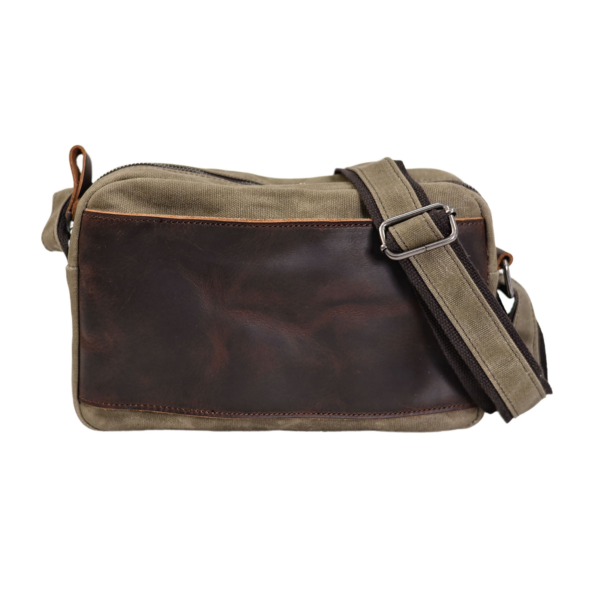 ISMART Waxed Canvas Shoulder Bag with Full Grain Leather, Waterproof ...