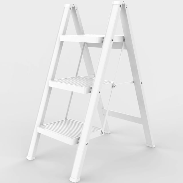 ISOP 3 Step Ladder White | Folding Standing Ladder | Wide Anti-Slip ...