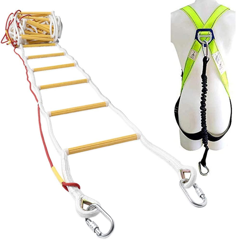 ISOP Rope Ladder for Fire Escape – 32 ft Emergency Safety Ladder for 4 ...
