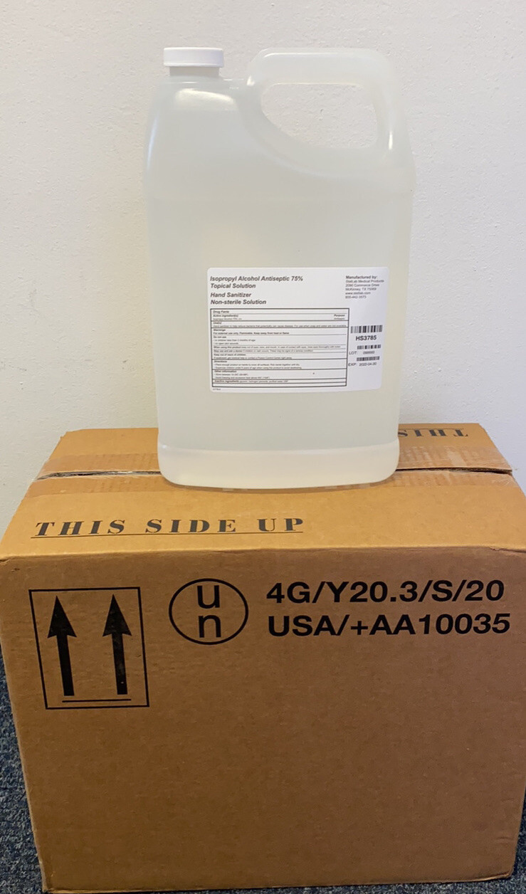 ISOPROPYL Alcohol Antiseptic 75% Hand Sanitizer Box of 4 Gallons ...