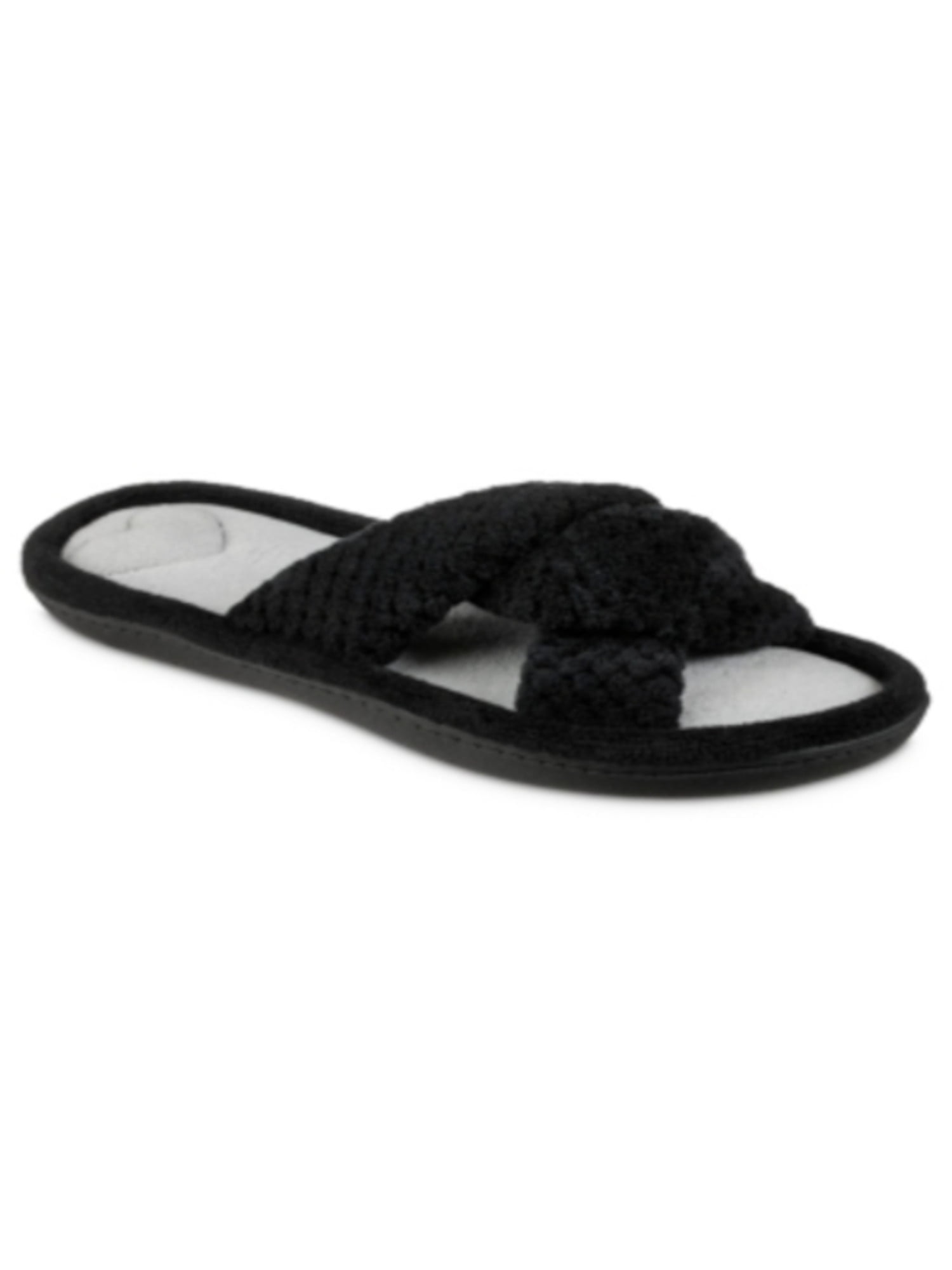 ISOTONER Women's L Size Black Microterry Cushioned Moisture Wicking ...