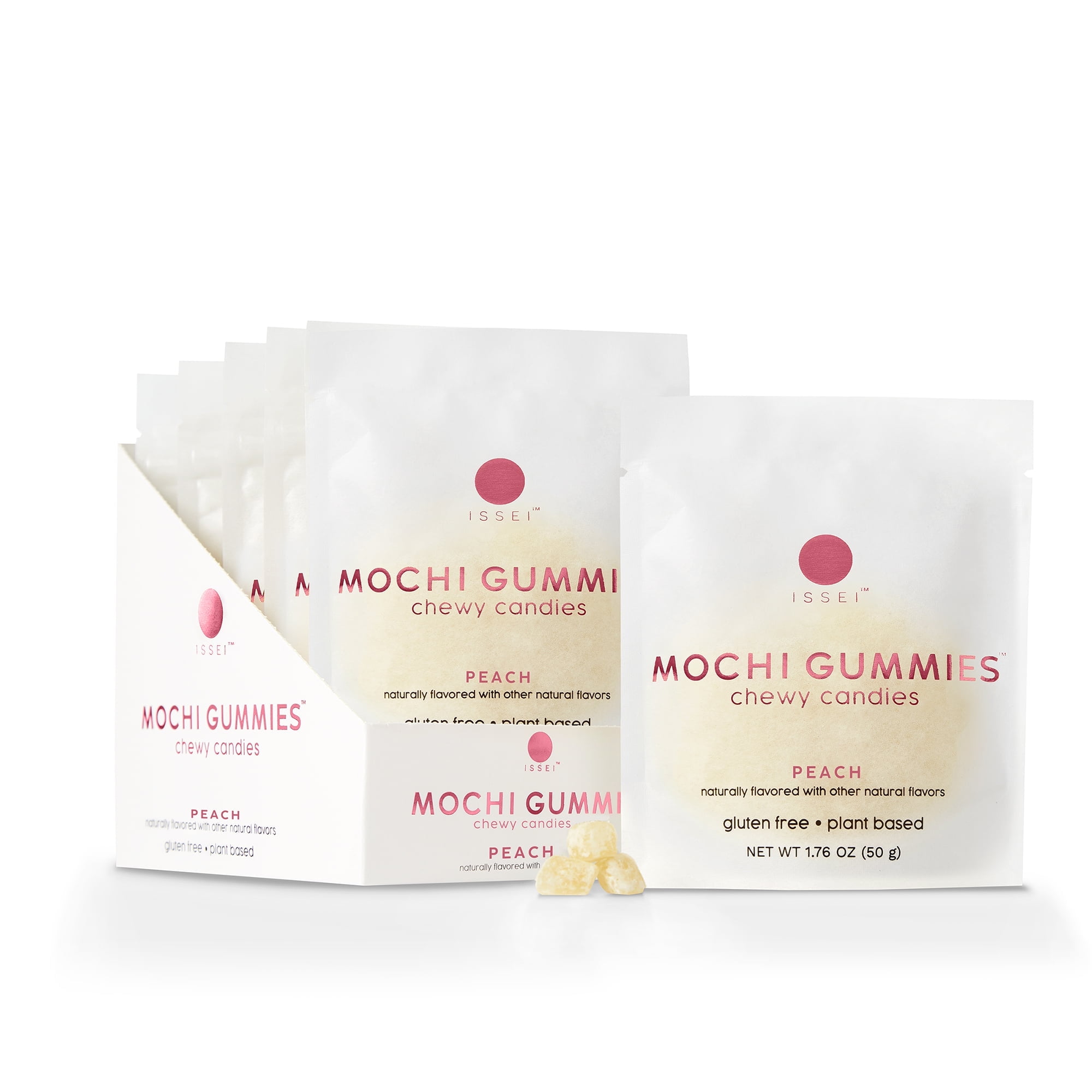 ISSEI Peach Mochi Gummies Chewy Candies with Natural Flavors 6-Pack ...