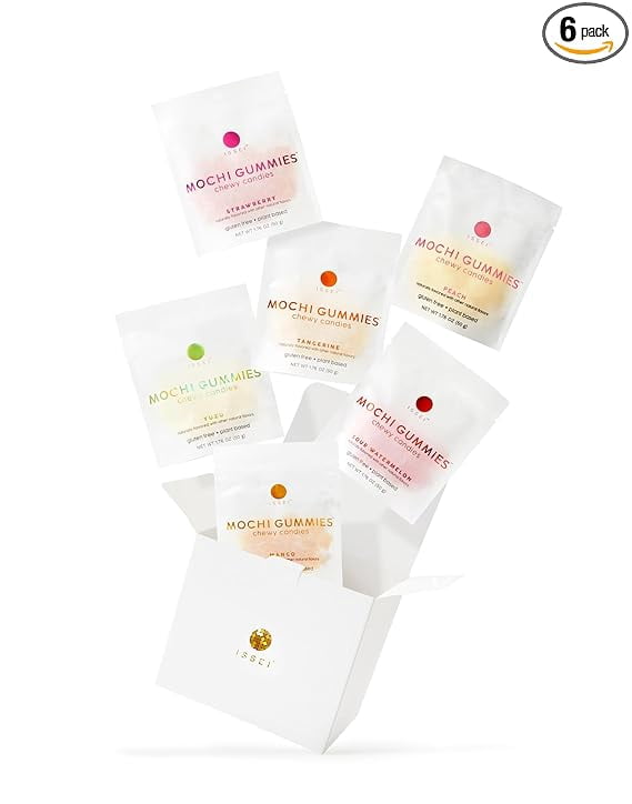 ISSEI Rainbow Mochi Gummies Chewy Candies, Snack with Natural Flavors 6 ...
