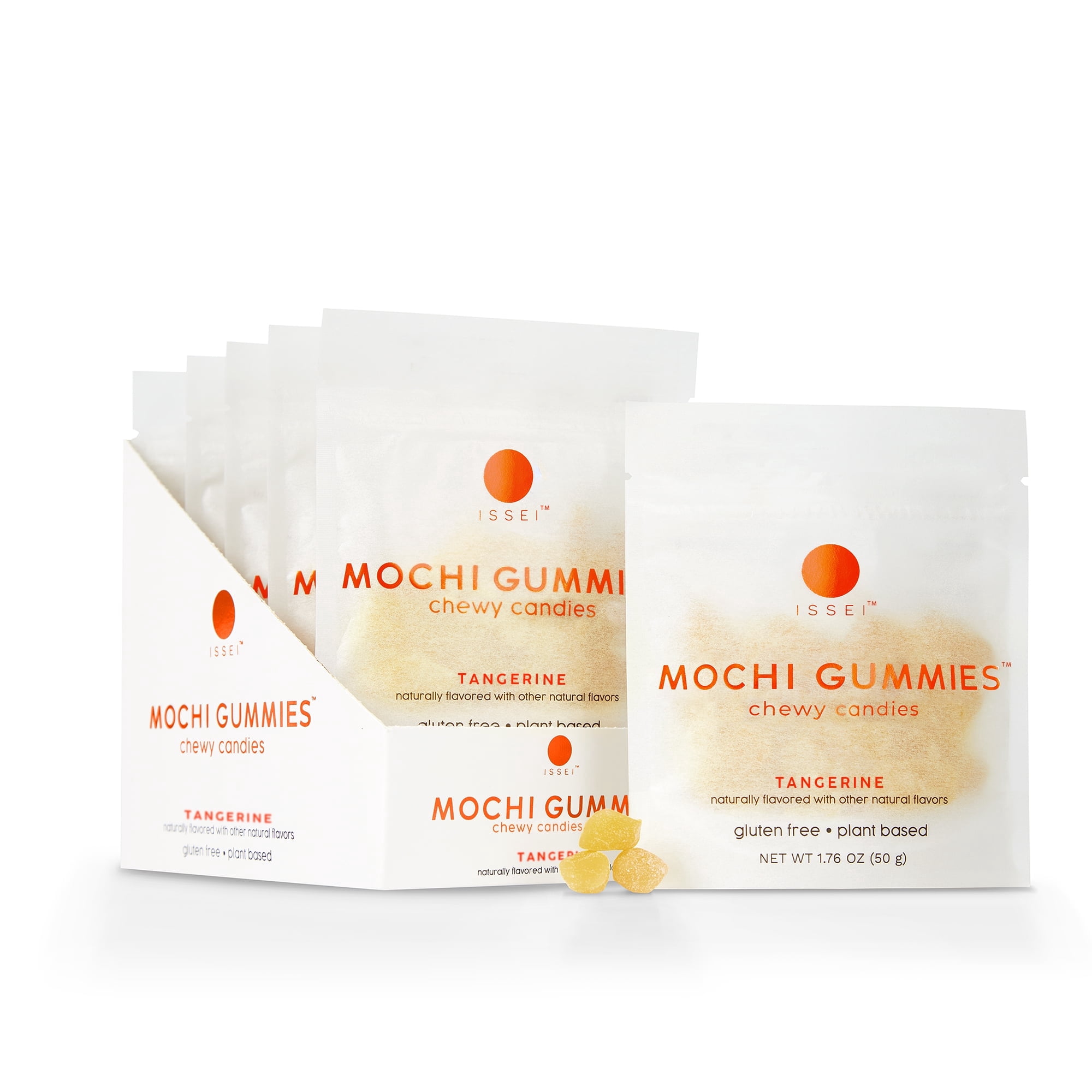 ISSEI Tangerine Mochi Gummies Chewy Candies with Natural Flavors 6-Pack ...