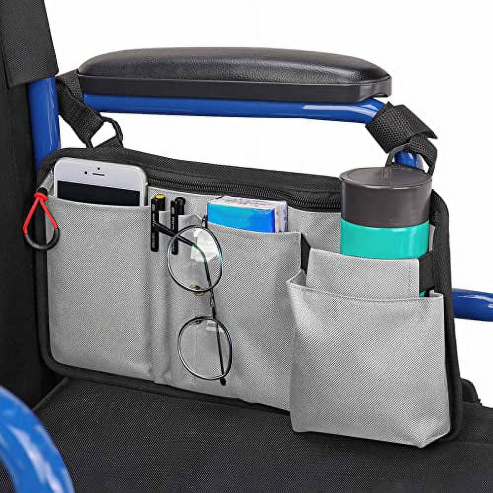 ISSYAUTO Wheelchair Side Bag, Walker Pouch Bag with Cup Holder ...