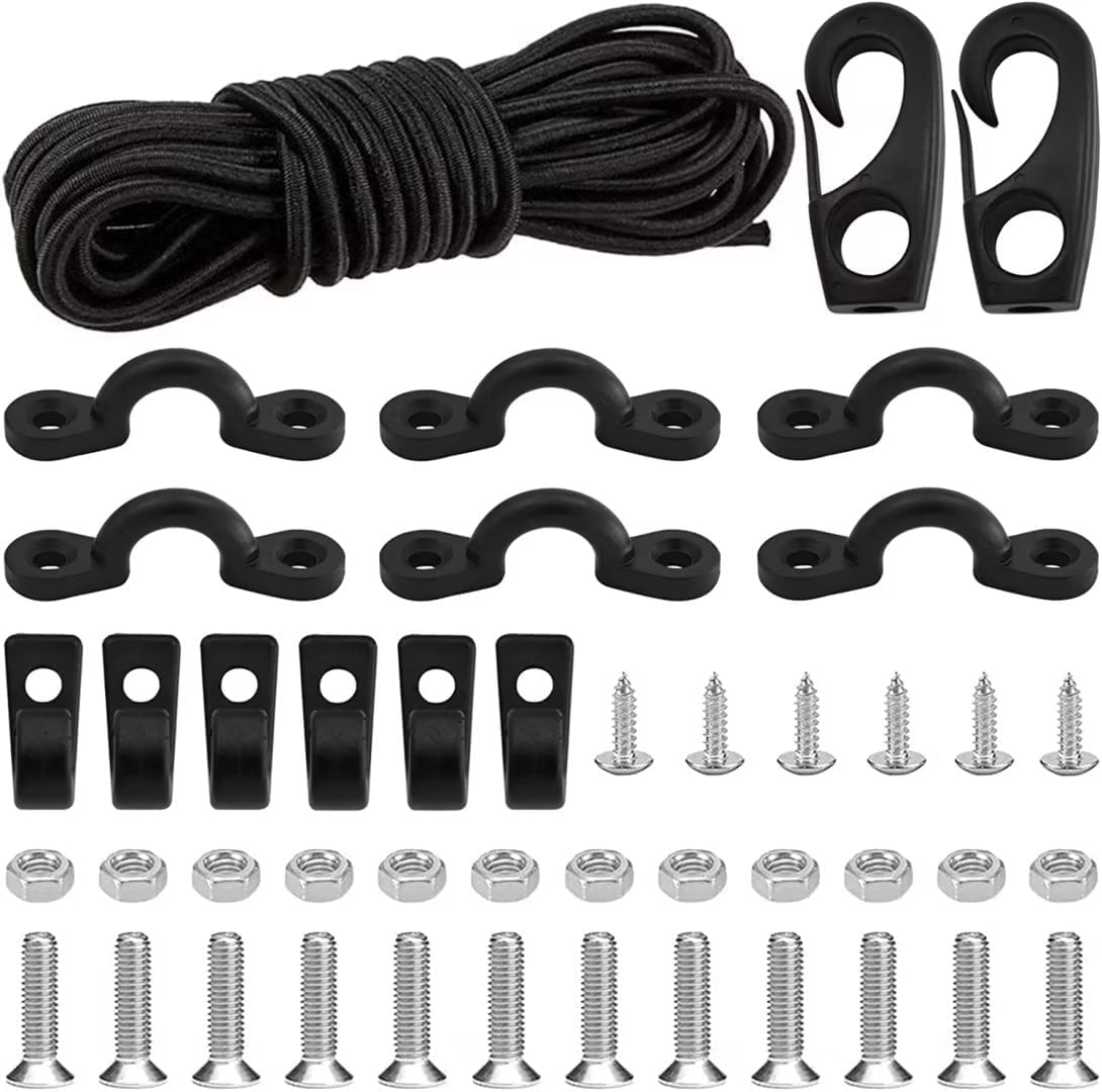 ISURE MARINE Kayak Deck Rigging Kit, 8 ft Bungee Rope, Hooks, Pad Eyes ...