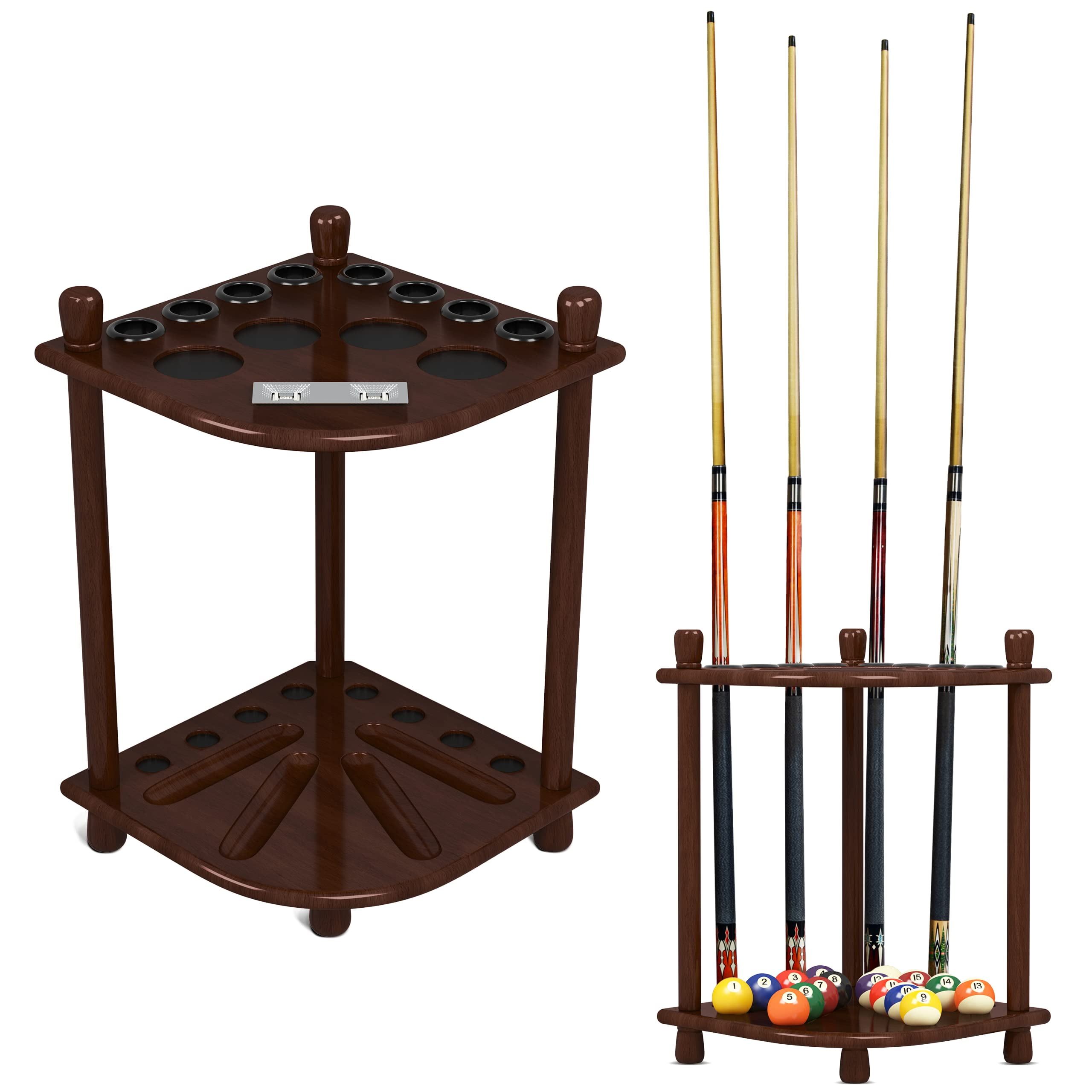 ISZY Billiards Pool Stick Holder - Cue Rack Only - Wood Stand Holds 8 ...