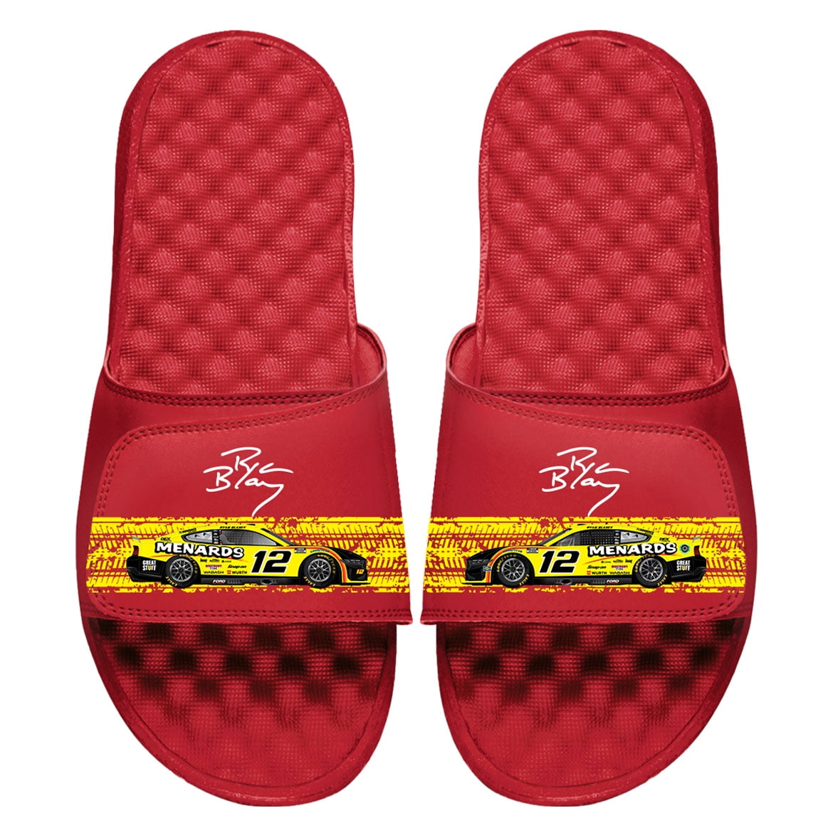 ISlide Red Ryan Blaney Car Signature Stack Slide Sandals - Walmart.com