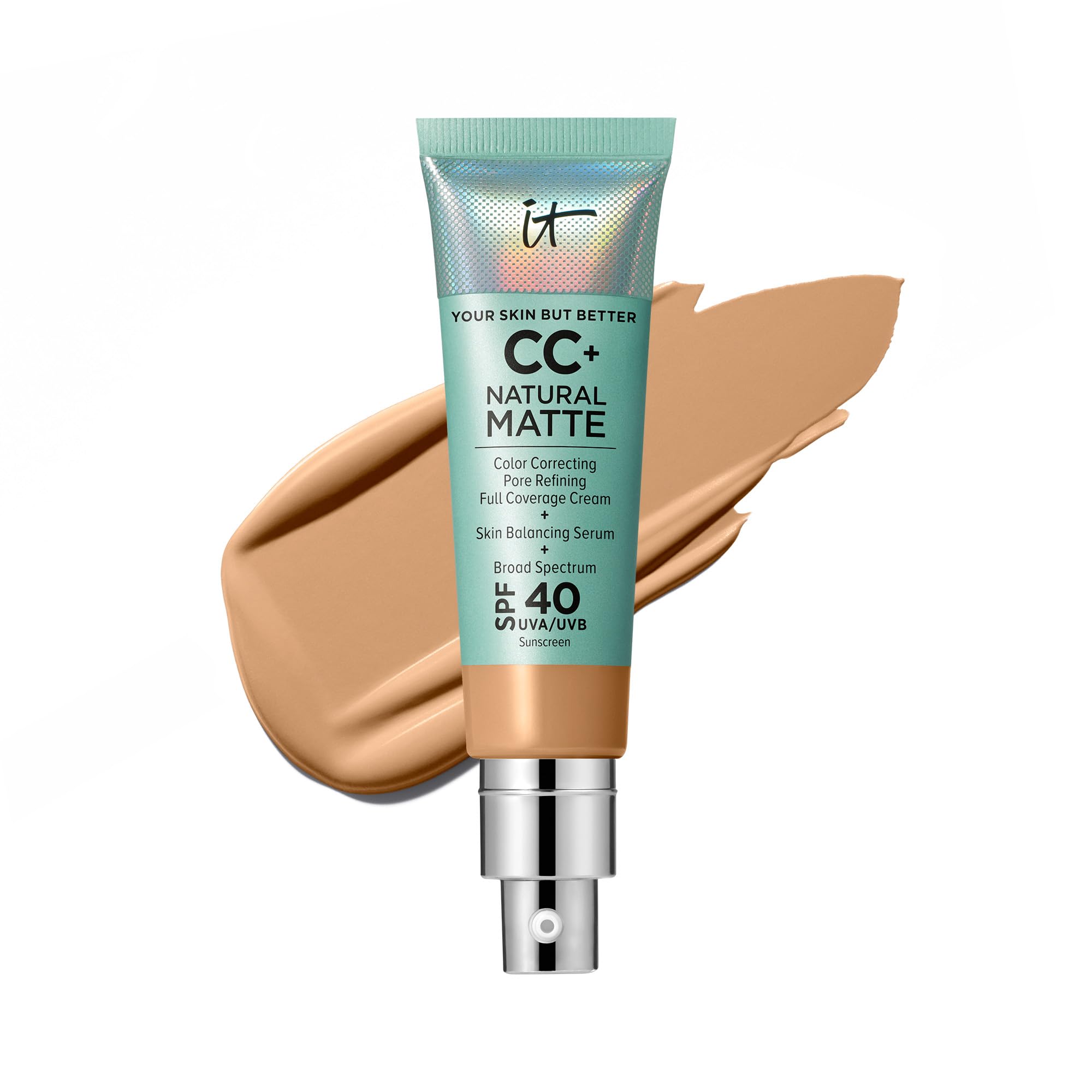 IT Cosmetics CC+ Cream Natural Matte Foundation with SPF 40 - Shine ...