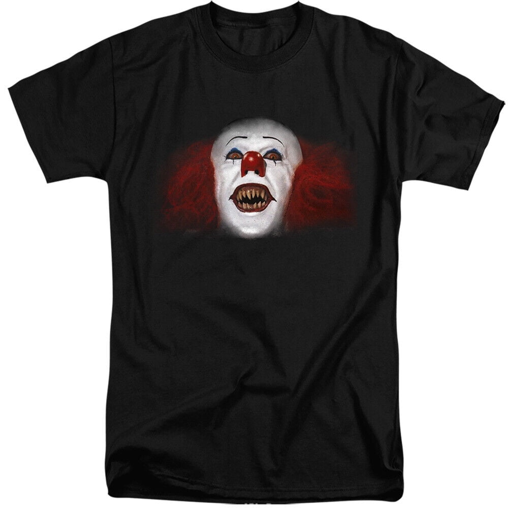 IT Movie Tall T-Shirt Pennywise Fangs Photo Black Tee - Walmart.com