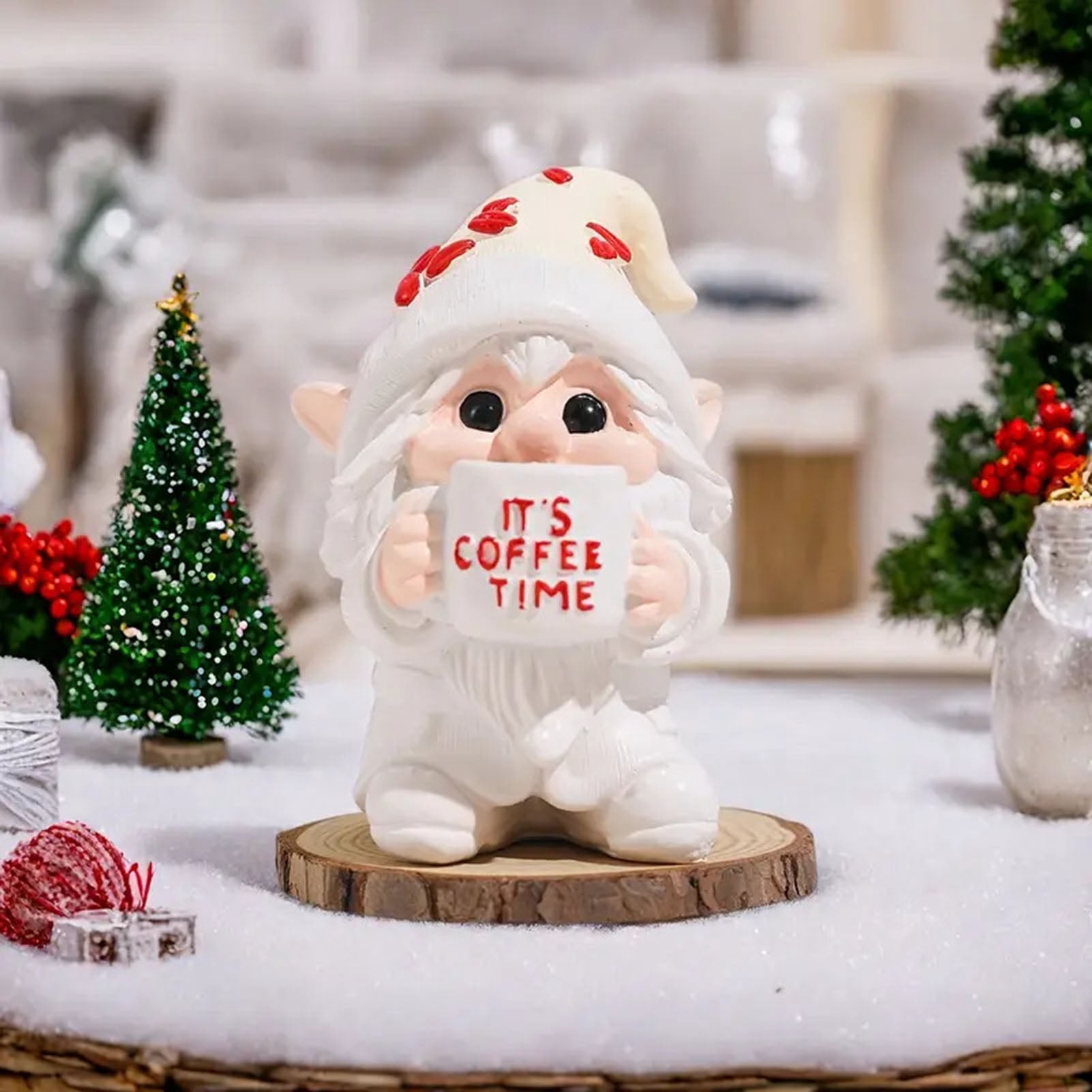 IT'S COFFEE TIME Gnome Figurine Drinking Coffee Dwarf Elf Resin Statue ...